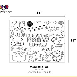 Editable Cute Cats Coloring Page | Placemat Coloring Page | Any Age ...