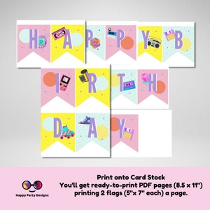 90s Birthday Banner Printable | 90s Party Banner | Girl Birthday ...