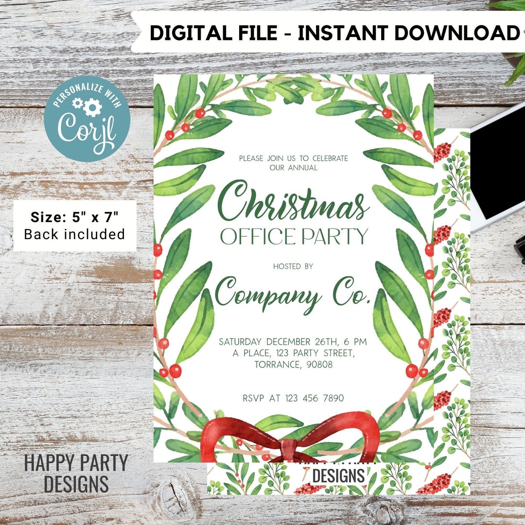 Editable Christmas Office Party Invite | Christmas Party Printable ...
