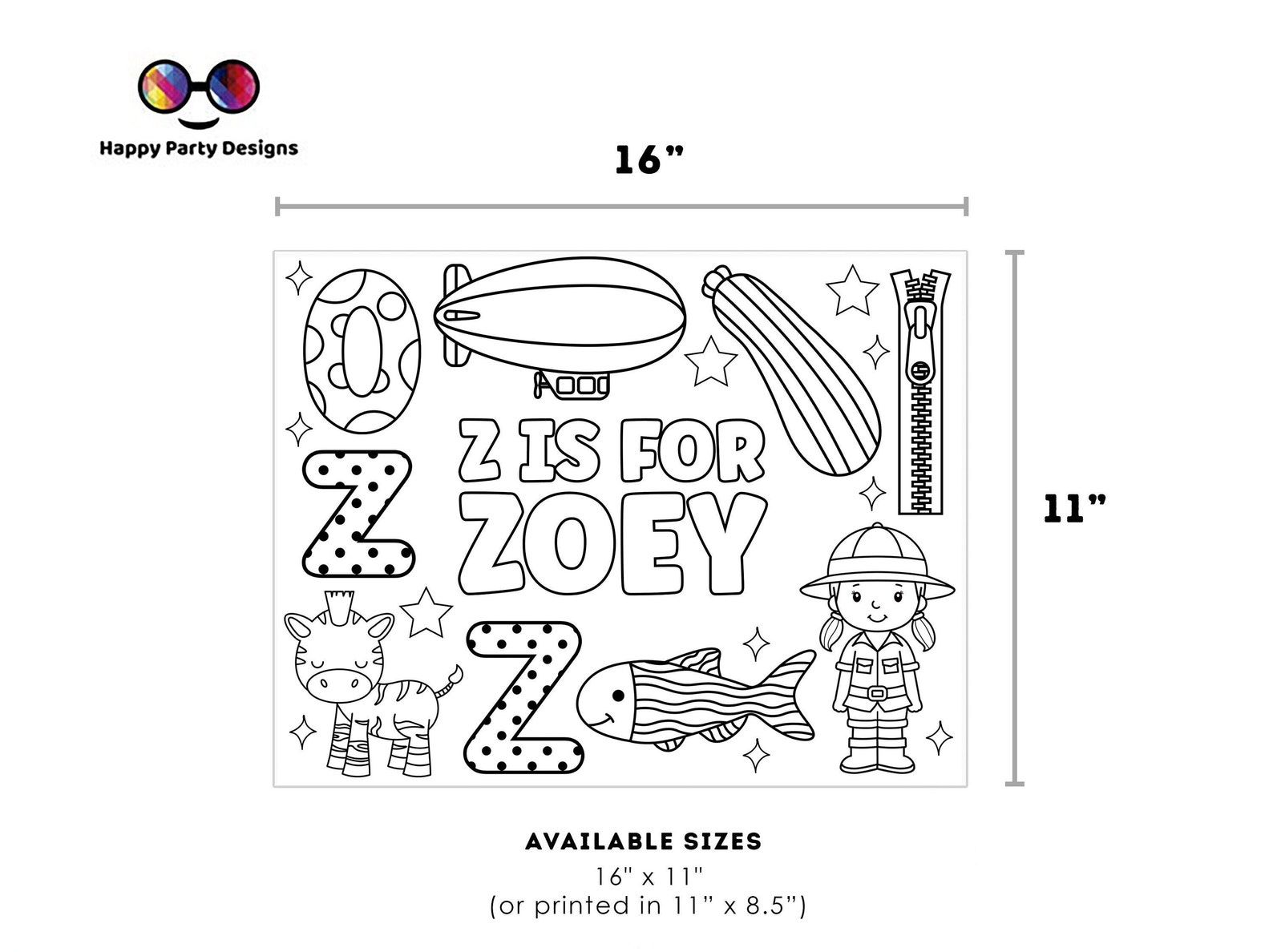 Editable Name Coloring Page Z is for Personalized Name - Etsy Canada