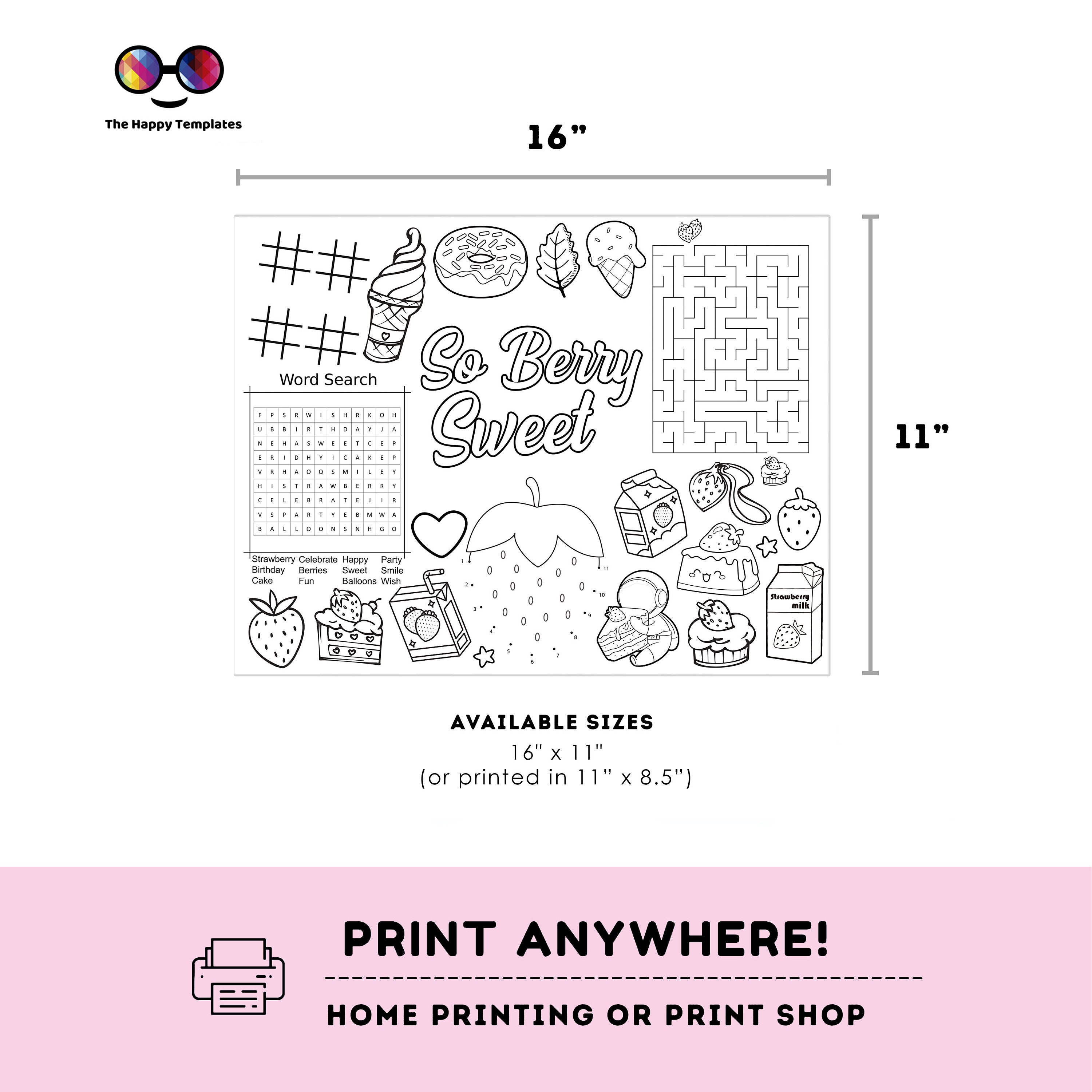 So Berry Sweet Coloring Page Instant Download Strawberry - Etsy