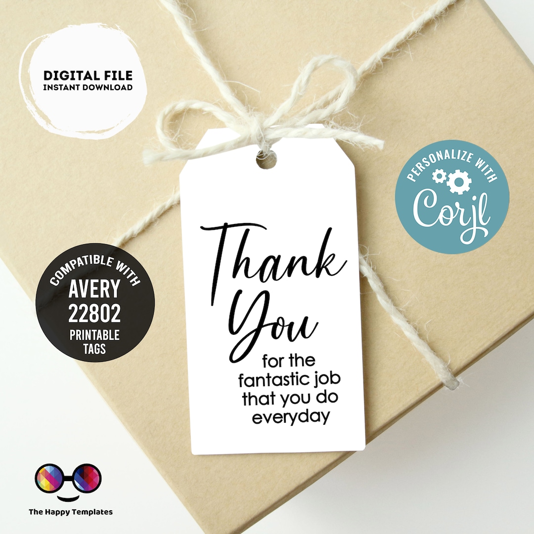 Editable Thank You for the Fantastic Job You Do Favor Tags | Thank You ...