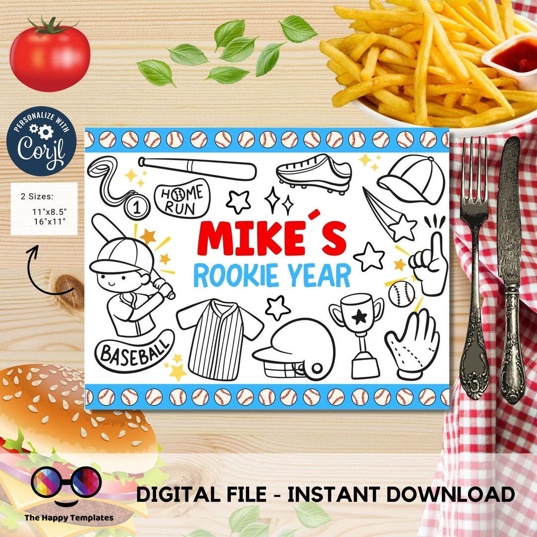 Editable Rookie Year Birthday Coloring Page With a Pop of Color ...