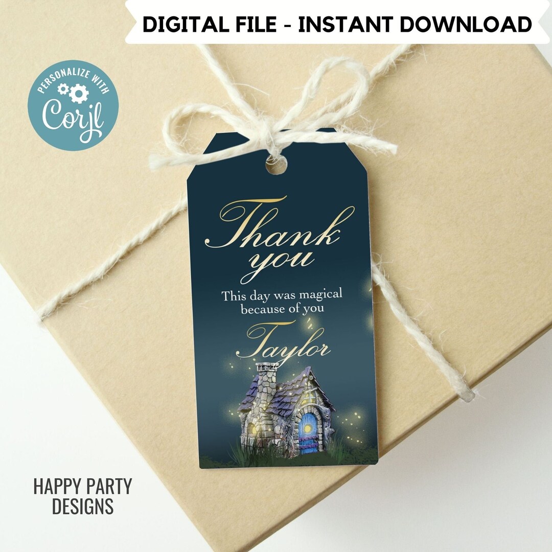 Enchanted Forest Favor Tag | Glitter Gift Tags | Thank You Tags ...
