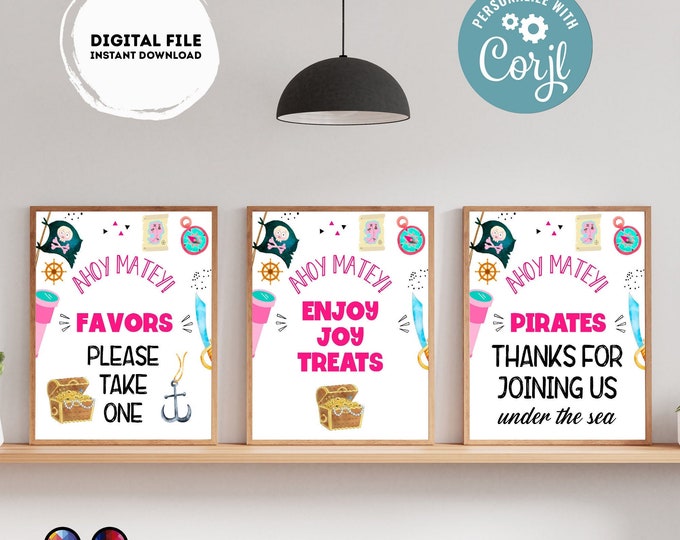 Printable Pirate Themed Party Signs, Printable Pirate Party Decor, Old ...