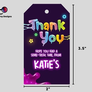 Editable Slime Birthday Thank You Gift Tags | Slime Party Favor Tags ...