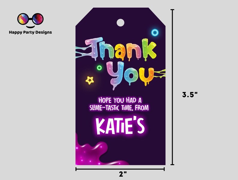 Editable Slime Birthday Thank You Gift Tags Slime Party - Etsy