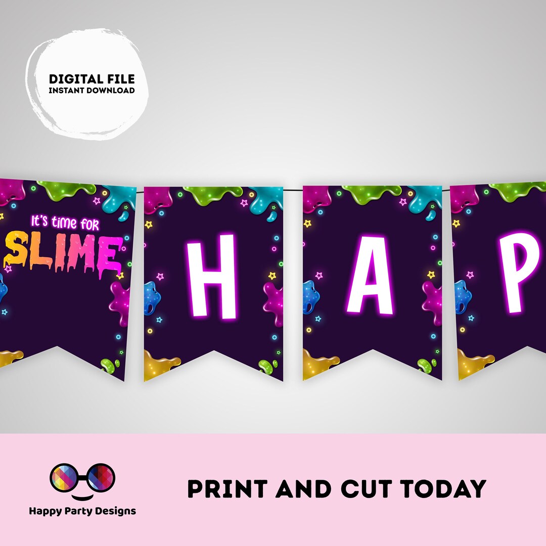 Happy Birthday Slime Banner | Slime Party | Birthday Banner | Slime ...