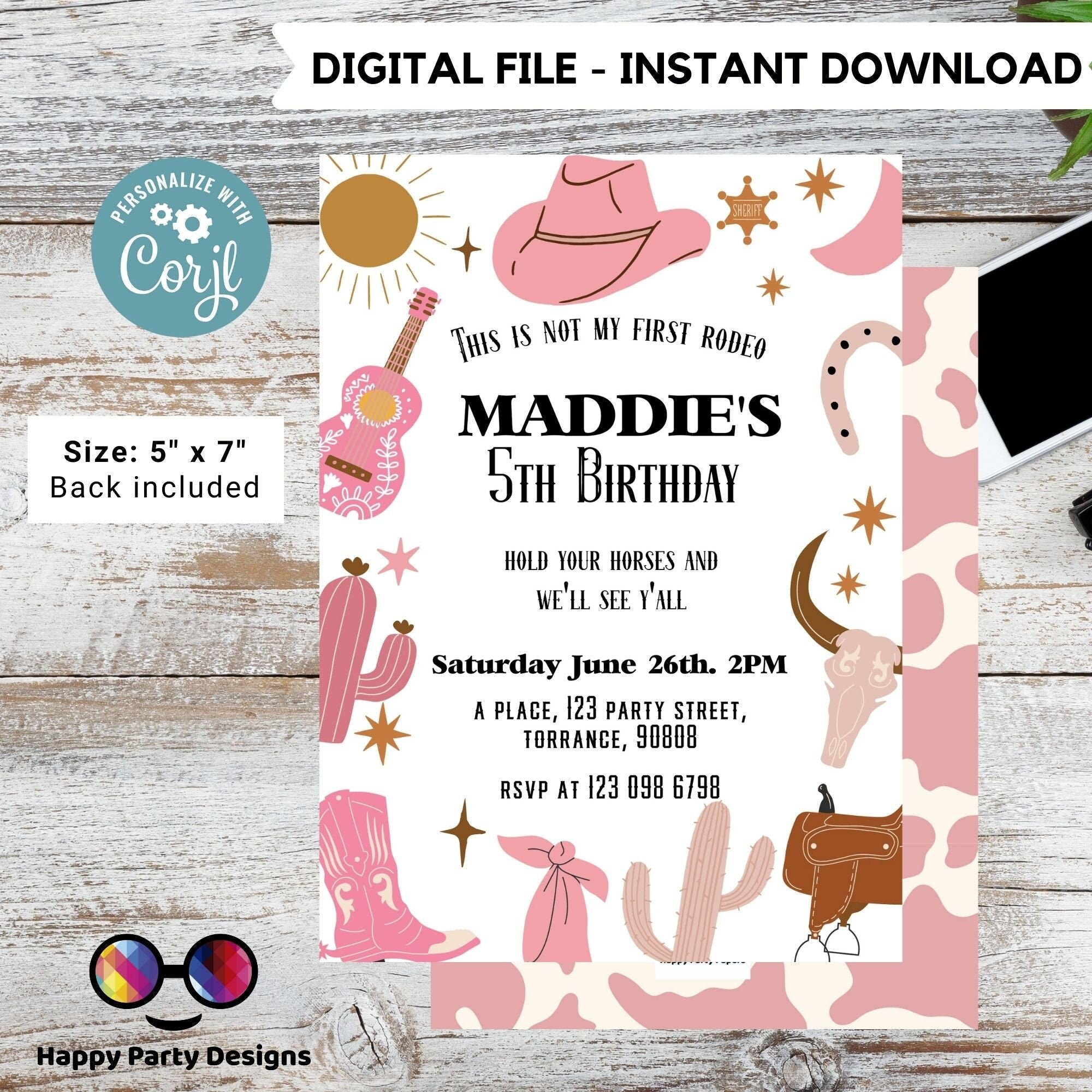 Editable Not My First Rodeo Cowboy Birthday Party Invitation - Etsy