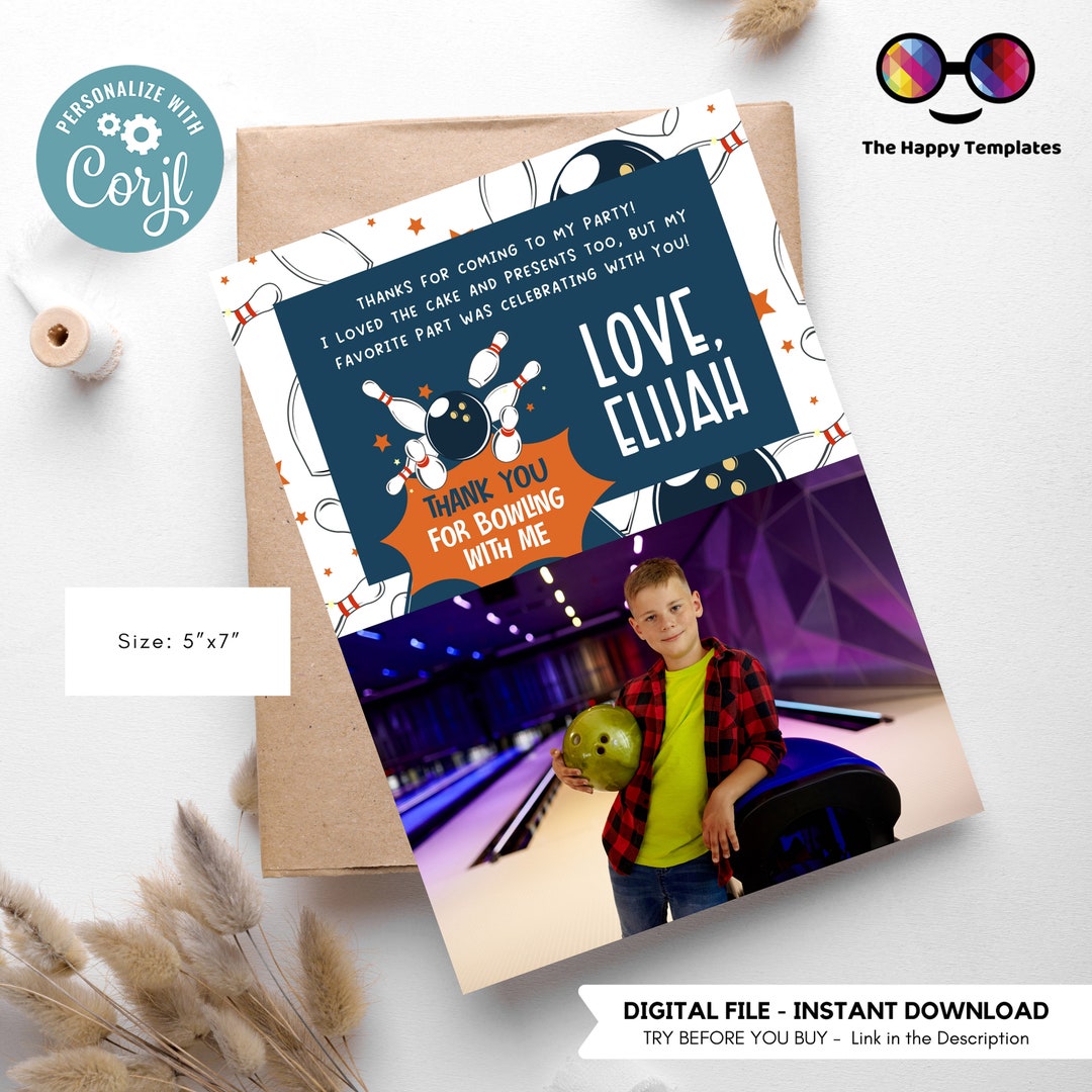 Let's Strike up Some Fun | Thank You Card With Picture | EDITABLE ...