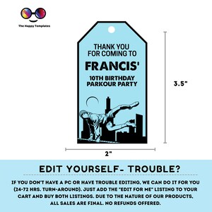 Parkour Gift Tag Template | Editable Parkour Thank You Tag | Printable ...