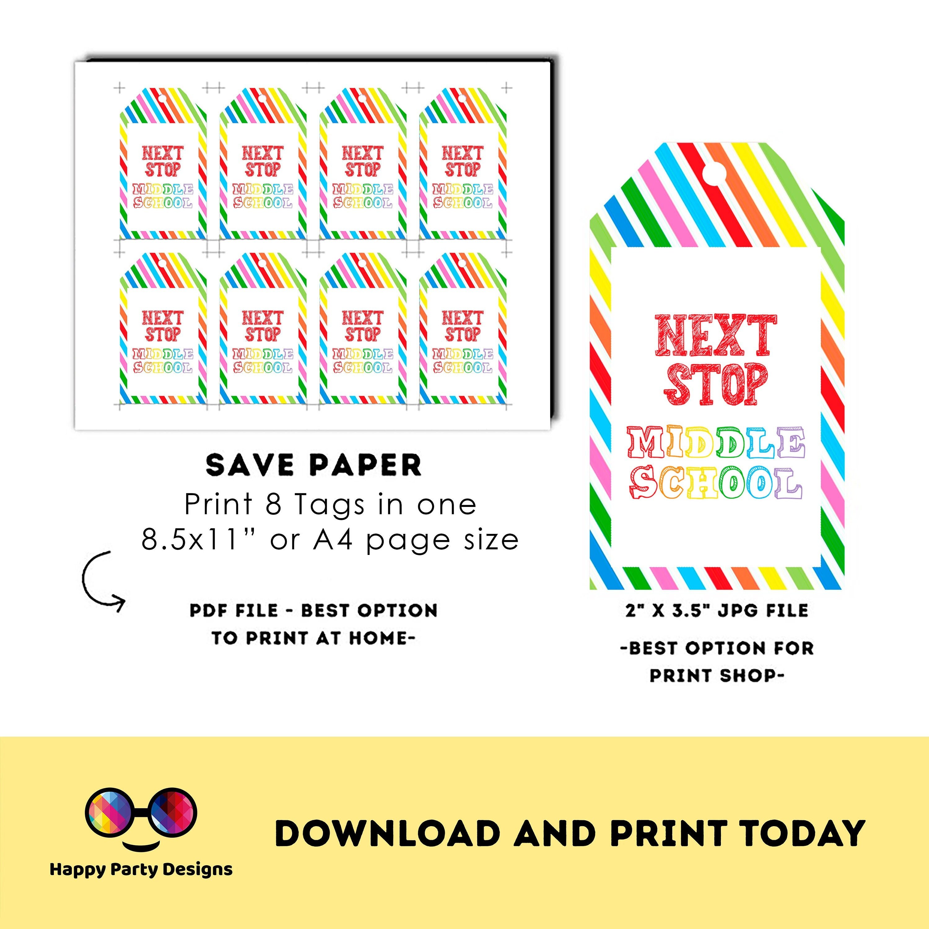 INSTANT DOWNLOAD Next Stop Middle School Cards Tags School - Etsy