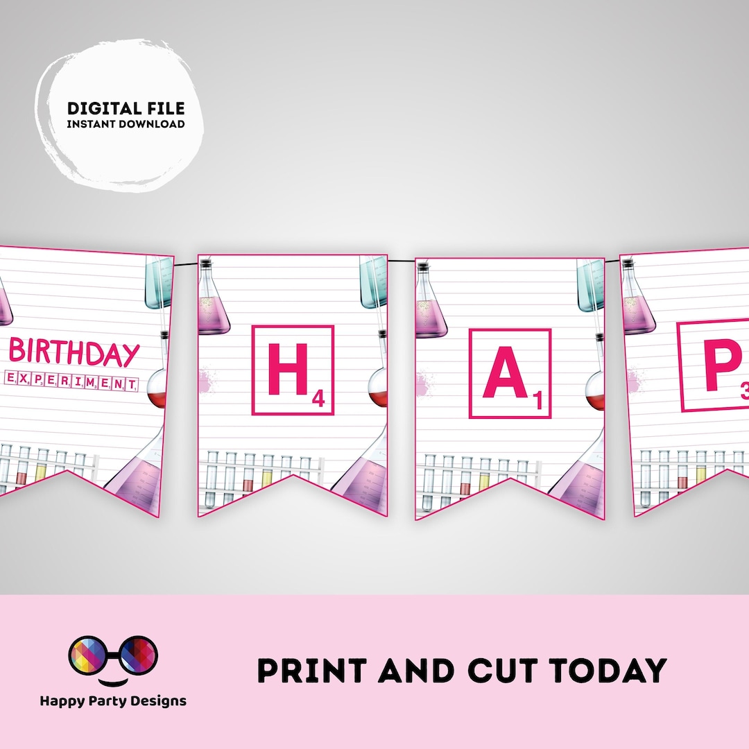 Science Happy Birthday Banner | Experiment Birthday | Science Birthday ...