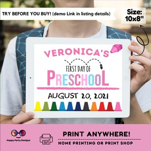 Editable First Day of Preschool | Preschool Sign | 1st Day of Preschool ...