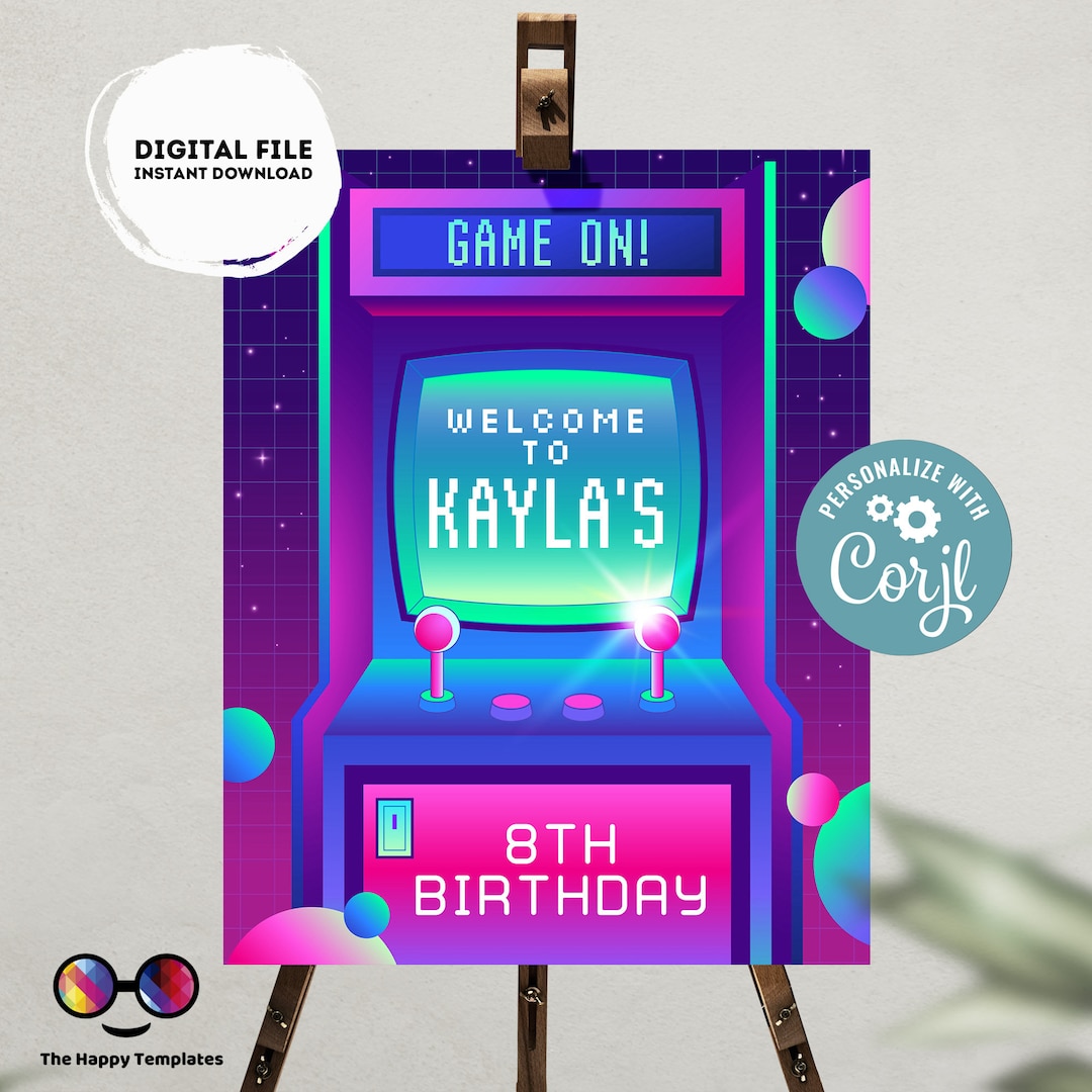 Editable Welcome Sign | Neon Glow in the Dark Welcome Sign | Arcade ...