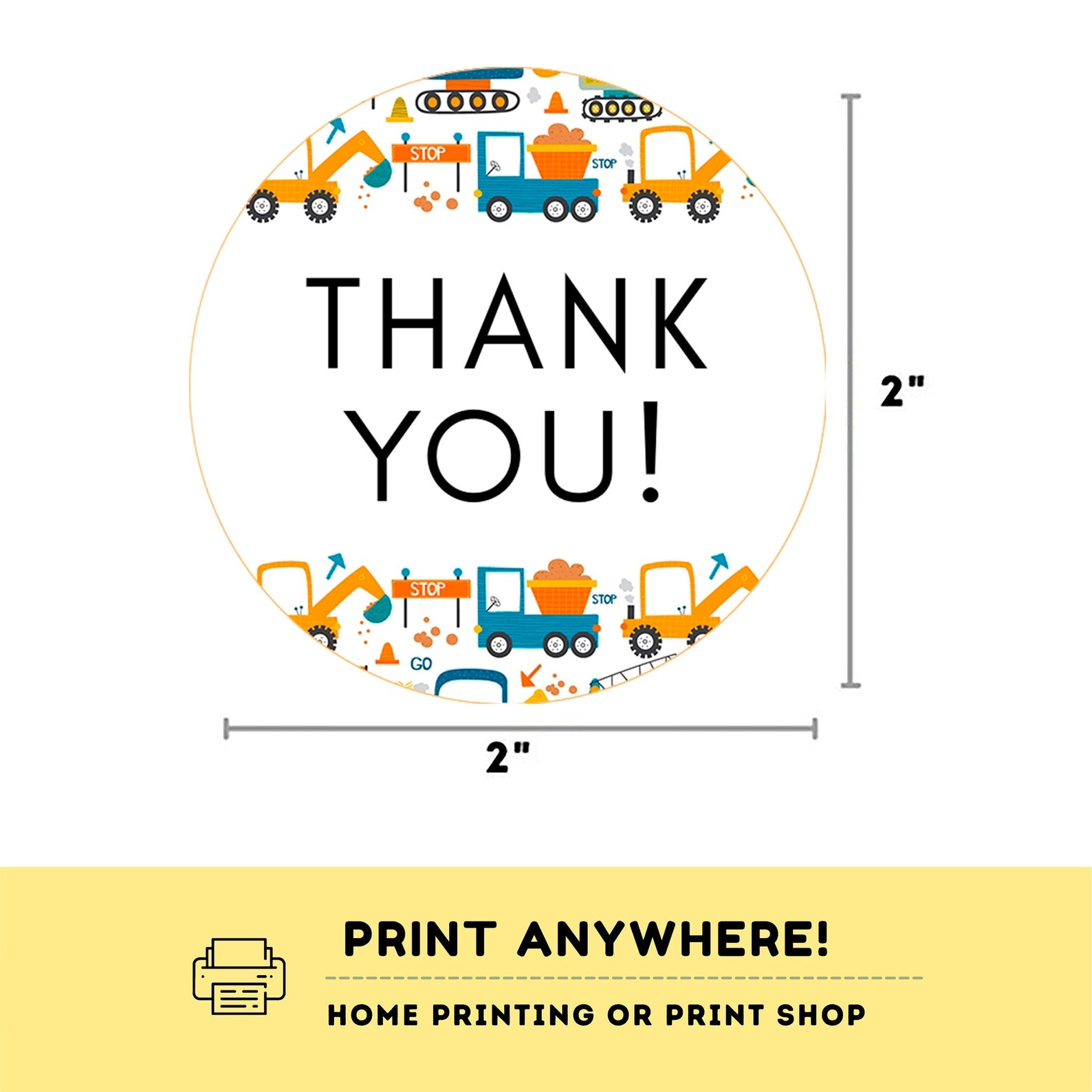 Under Construction Thank You Tag | Instant Download | Trucks Birthday ...