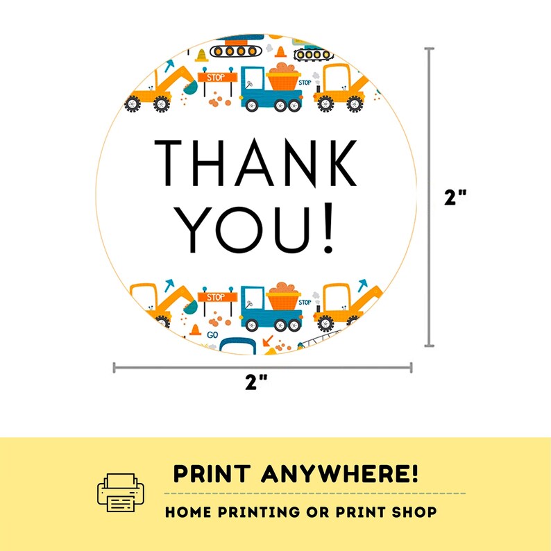Under Construction Thank You Tag | Instant Download | Trucks Birthday ...
