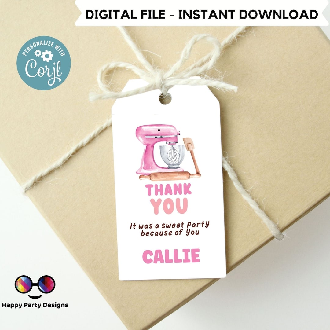 Editable Baking Favor Tags Tags | Baking Birthday Thank You Tags ...