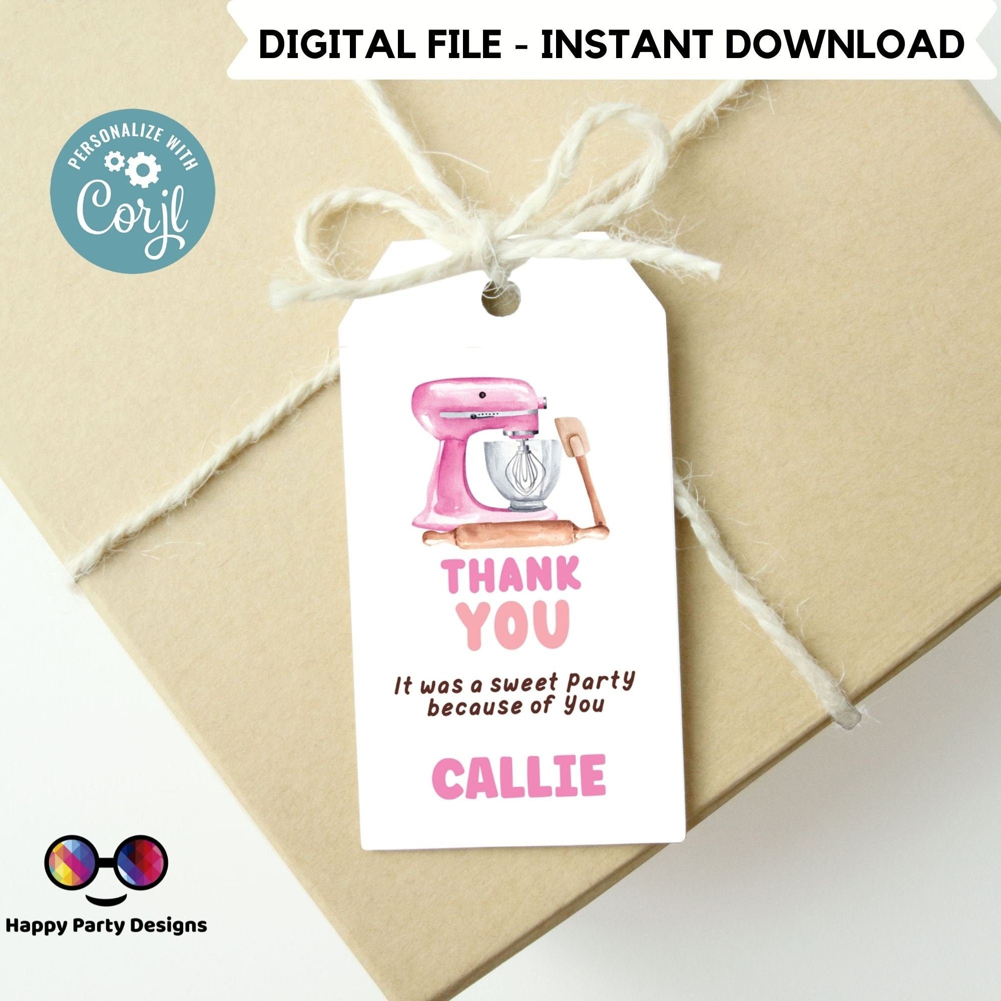 Editable Baking Favor Tags Tags | Baking Birthday Thank You Tags ...