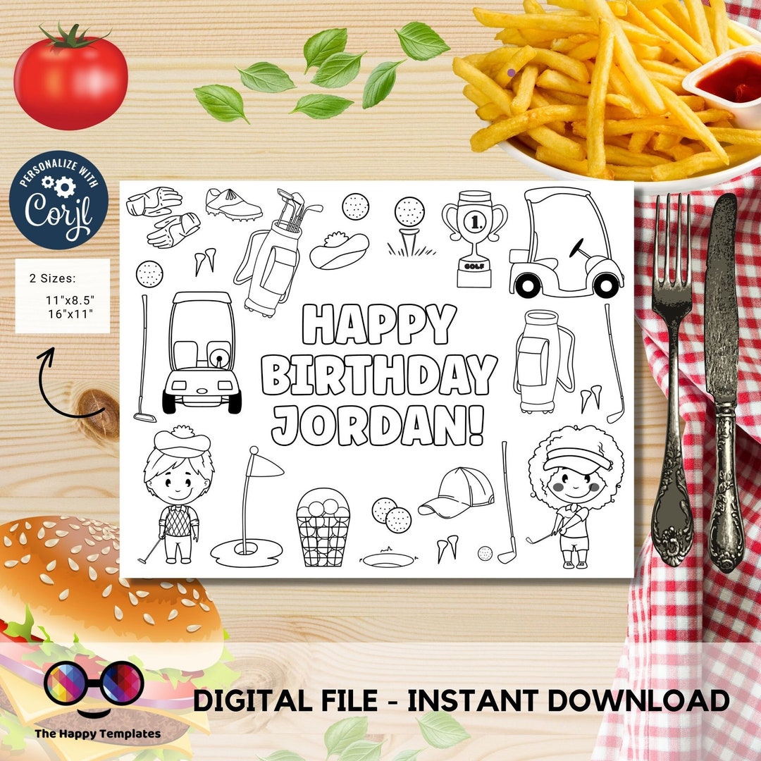 Editable Mini Golf Birthday Coloring Page | Hole in One Party | Sports ...