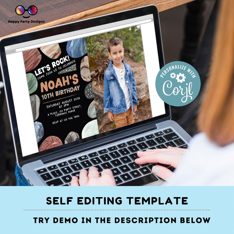 Editable Let's Rock Birthday Invitation Template Rocks - Etsy