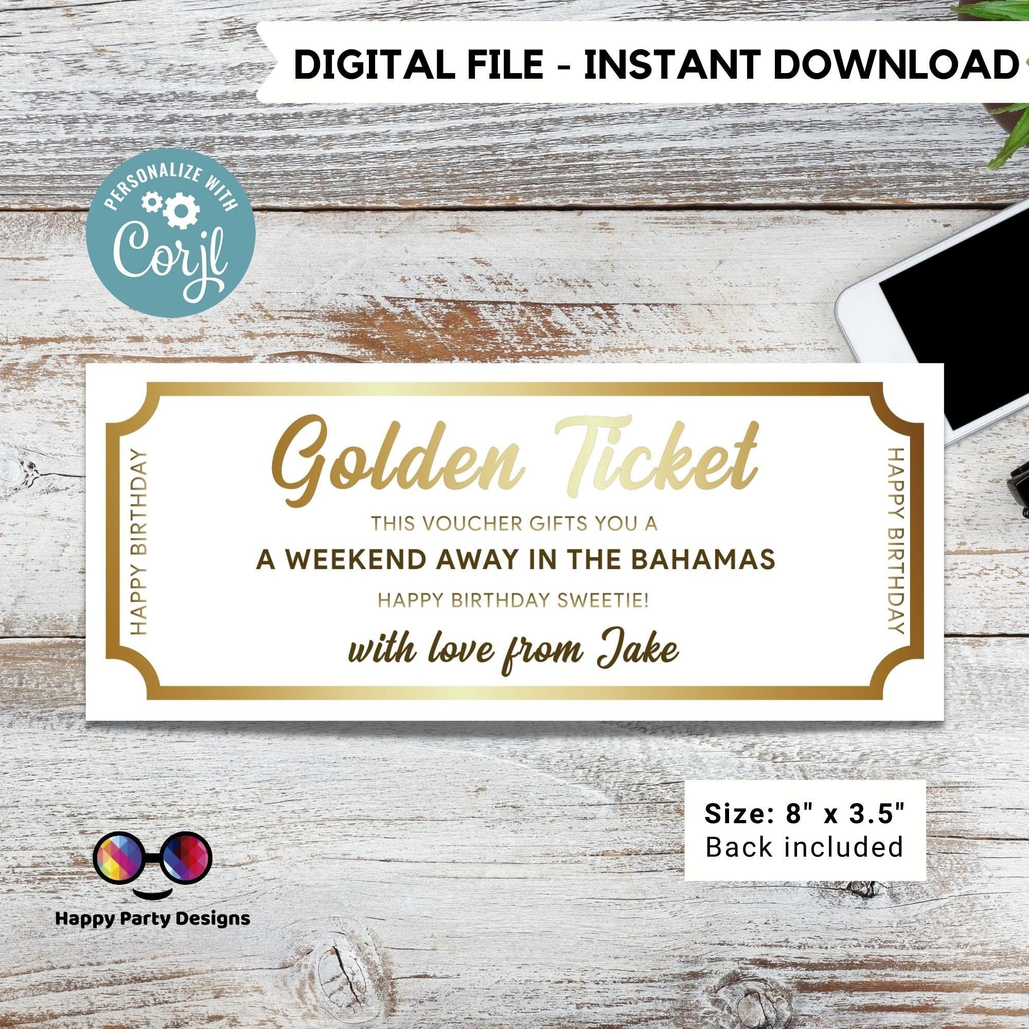Editable Event Golden Ticket Template Surprise Airline Gift - Etsy