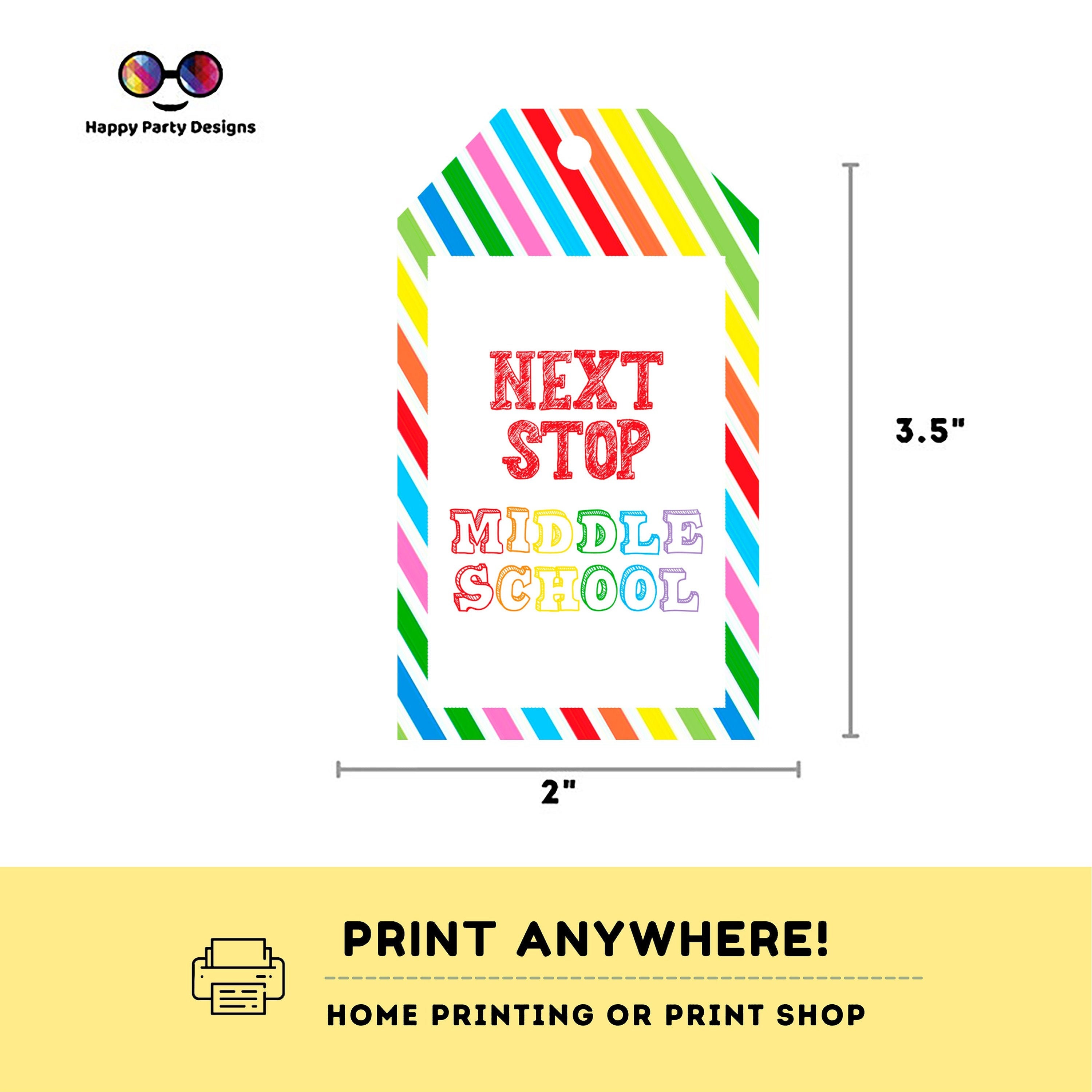 INSTANT DOWNLOAD Next Stop Middle School Cards Tags School - Etsy