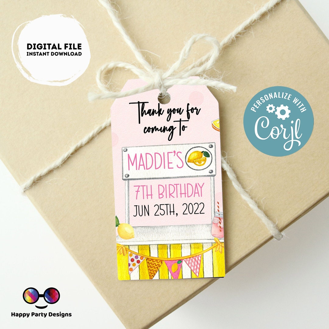 EDITABLE Lemonade Favor Tags | Garden Birthday Favor Labels | Lemonade ...