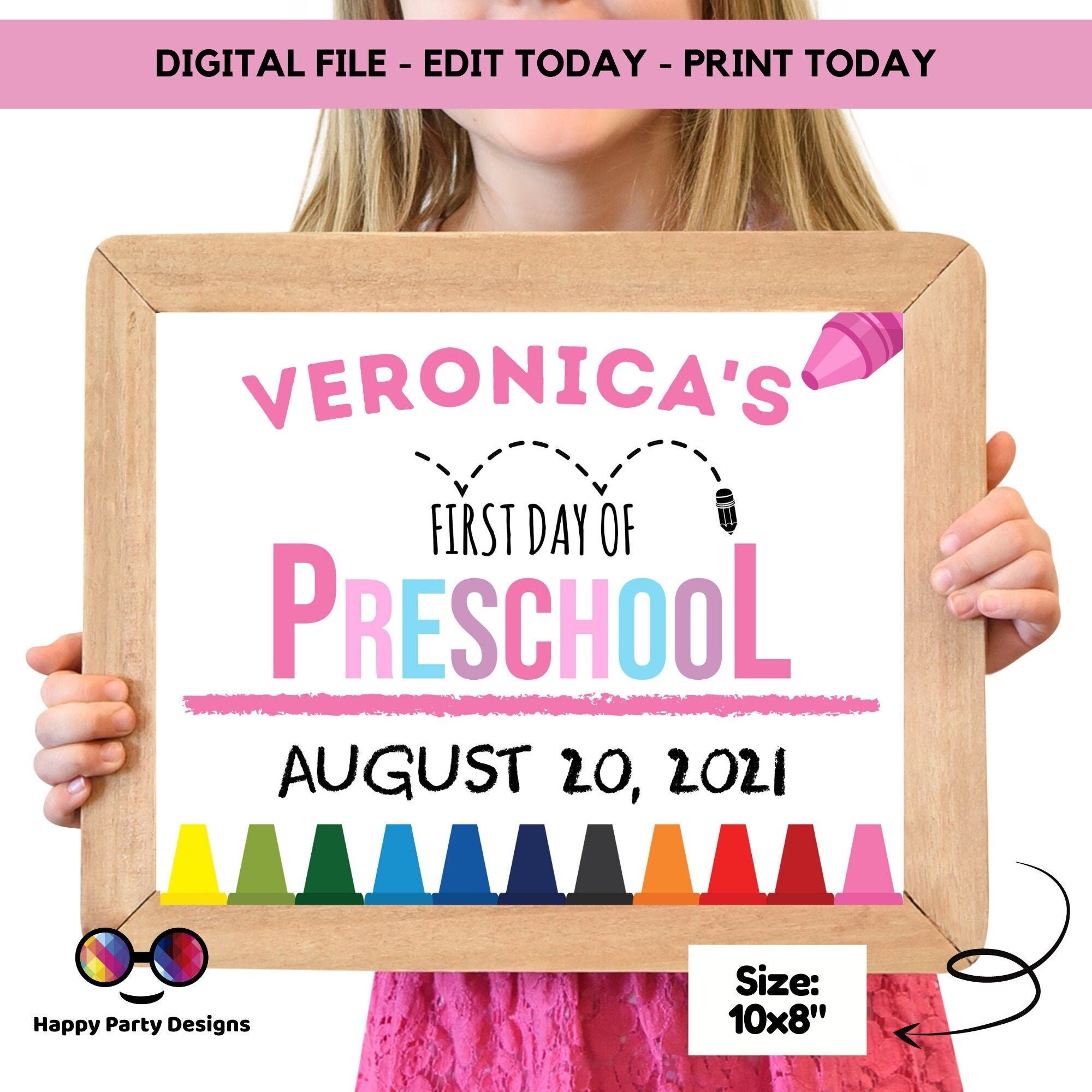 Editable First Day of Preschool Preschool Sign 1st Day of - Etsy