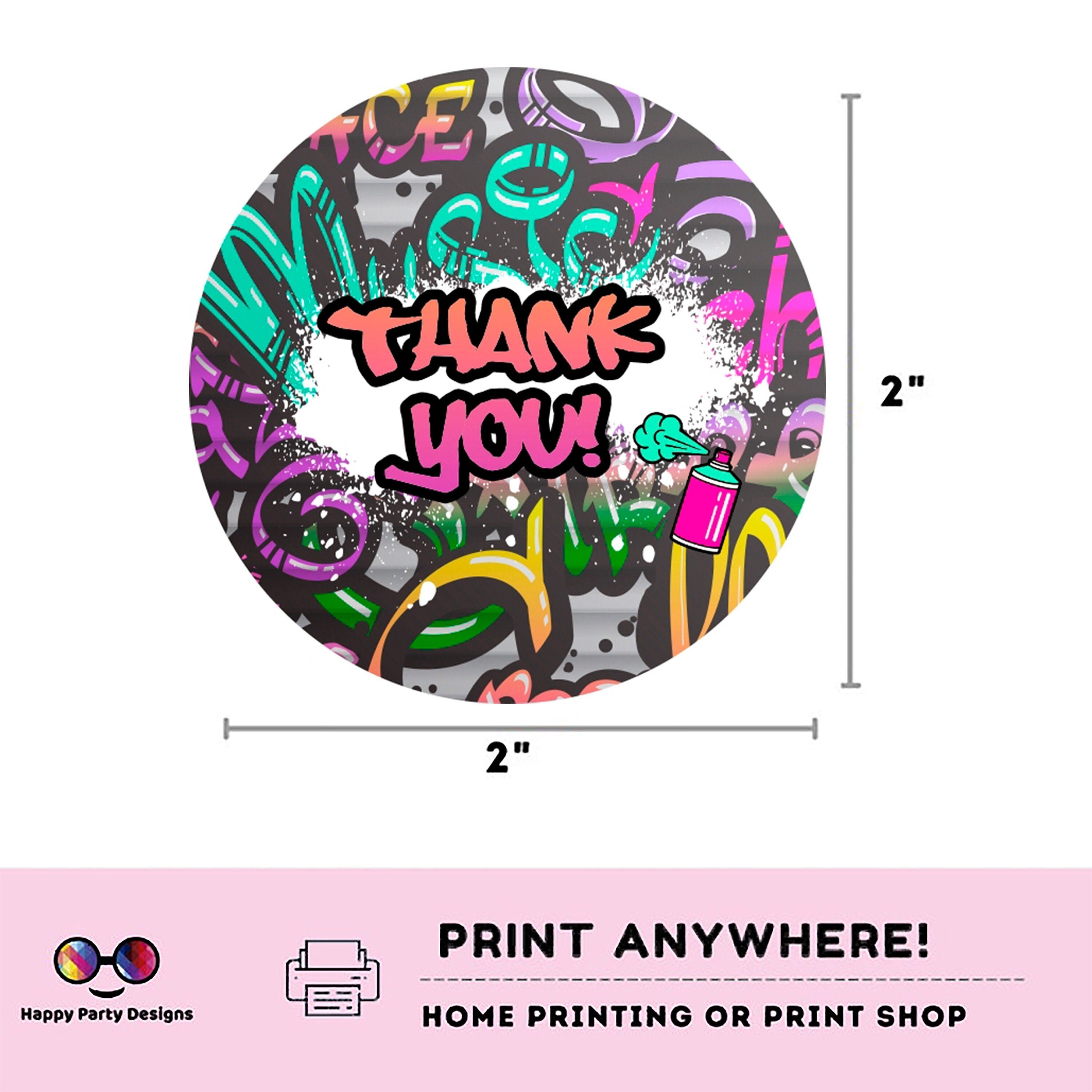 Graffiti Thank You Tag Digital Graffiti Printable Thank You - Etsy