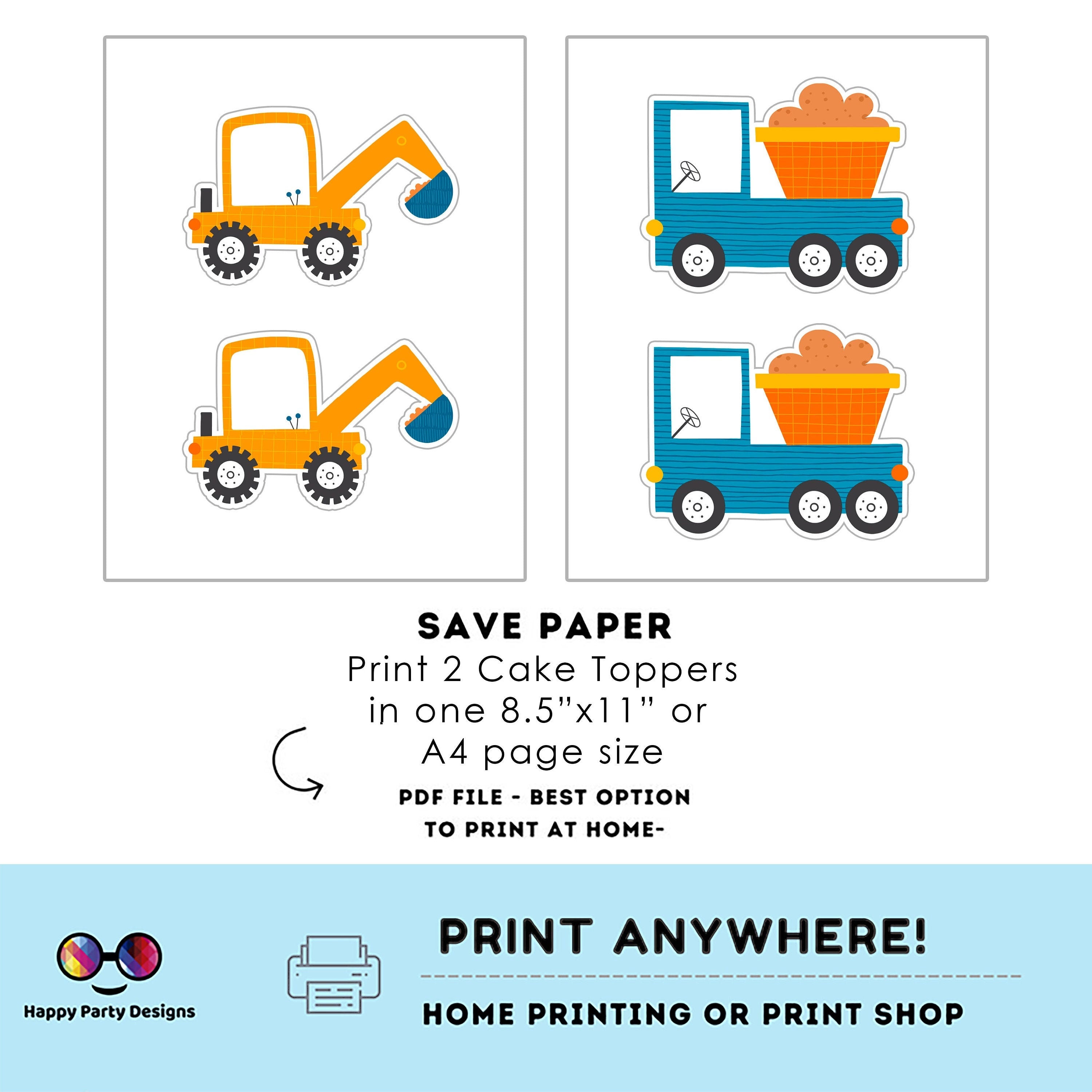 PRINTABLE Truck Cake Toppers Under Construction Party Cake - Etsy
