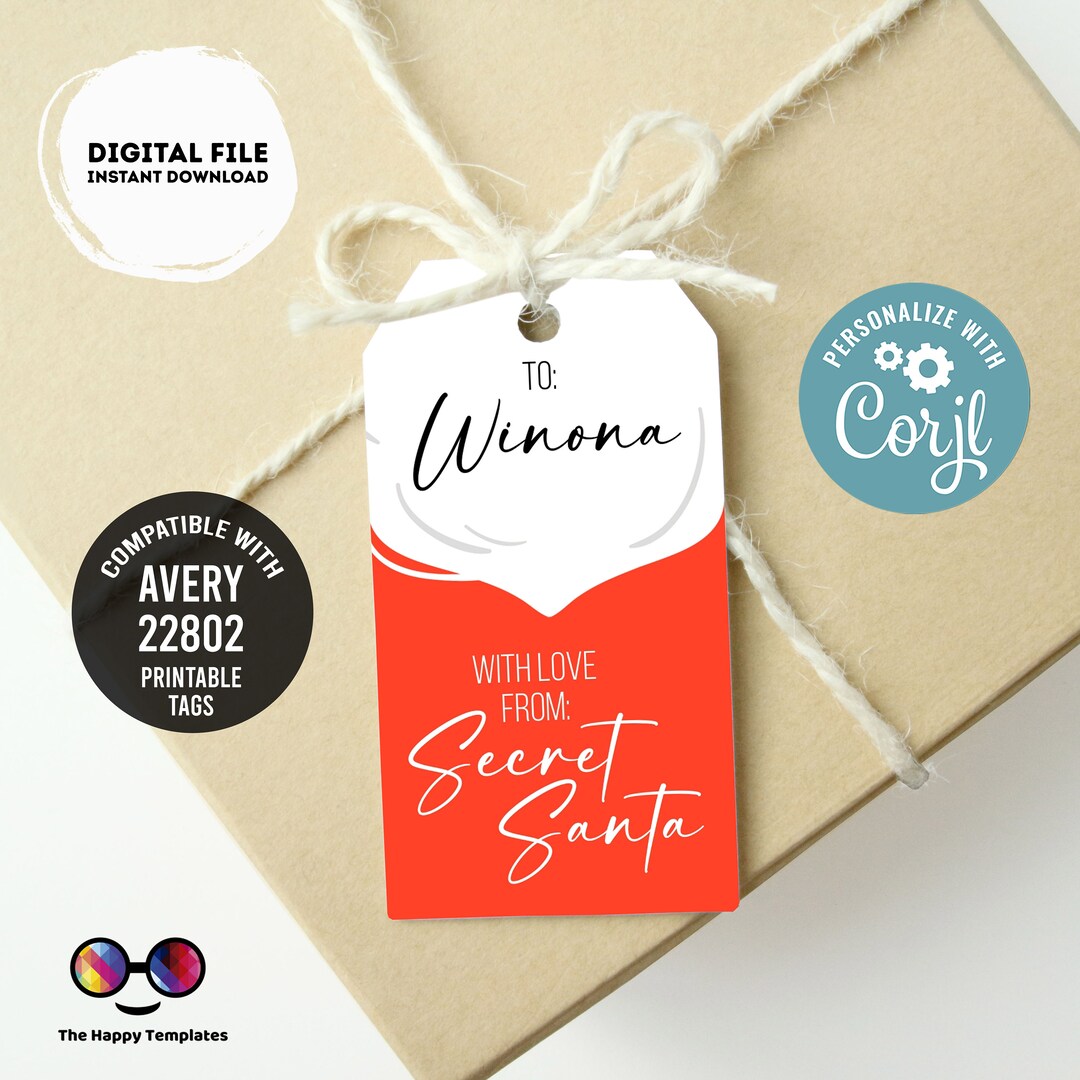 Secret Santa Tag | Christmas Printable Thank You Tag | Holiday ...