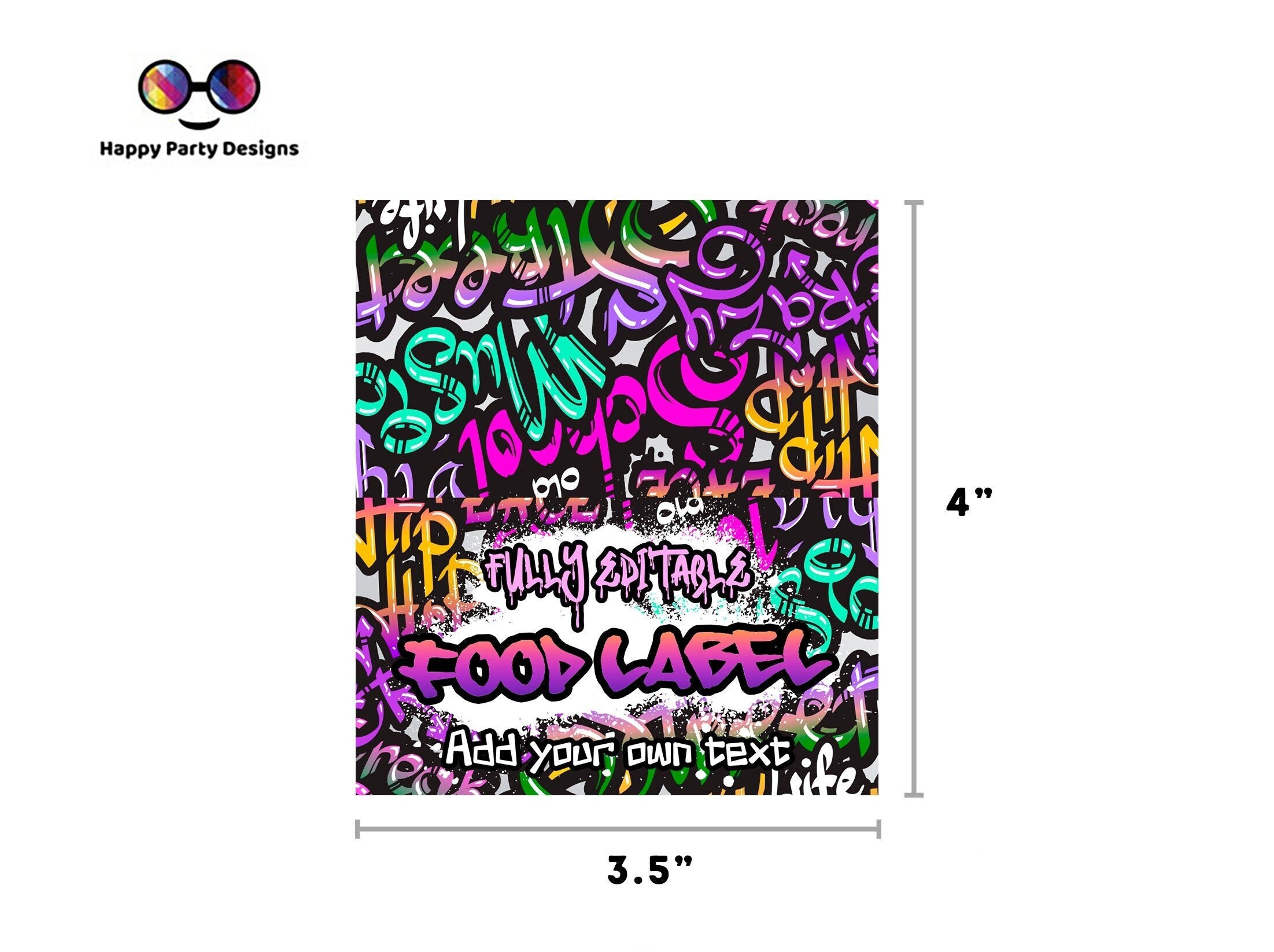 Editable Graffiti Birthday Food Tent | Graffiti Party | Buffet Labels ...