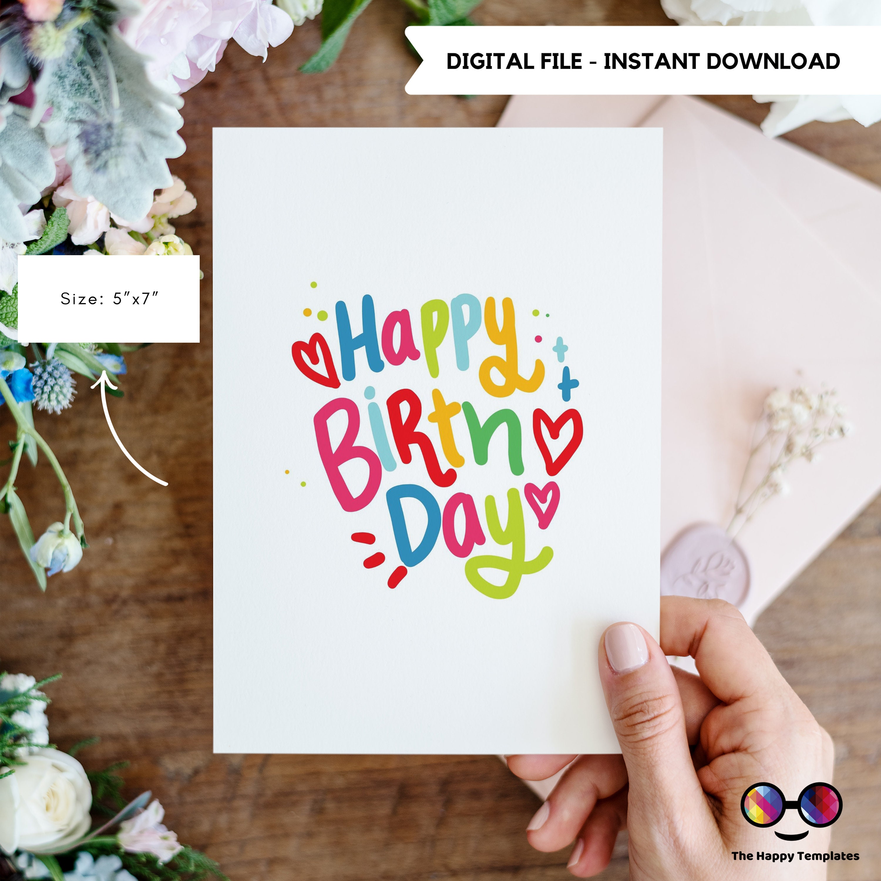 Printable Happy Birthday Card Birthday Greeting Card Happy - Etsy