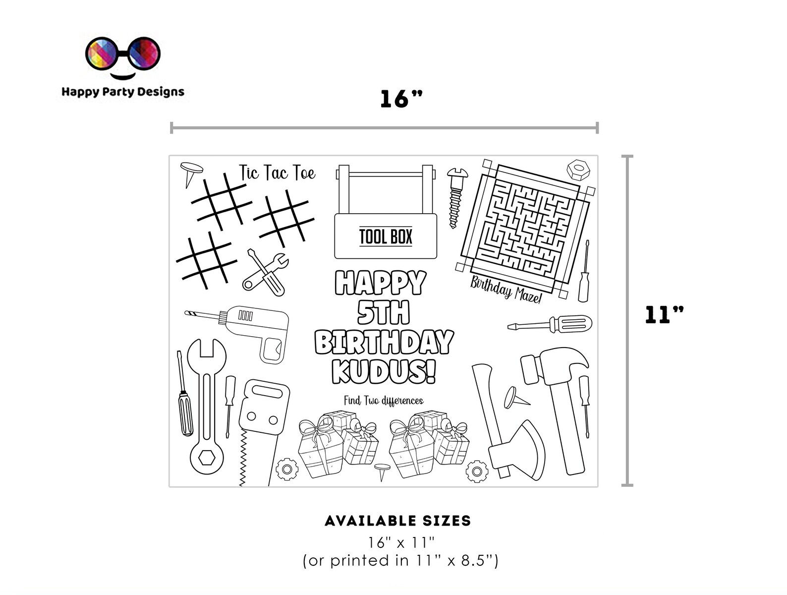 Editable Tools Coloring Activity Page Editable Tools - Etsy