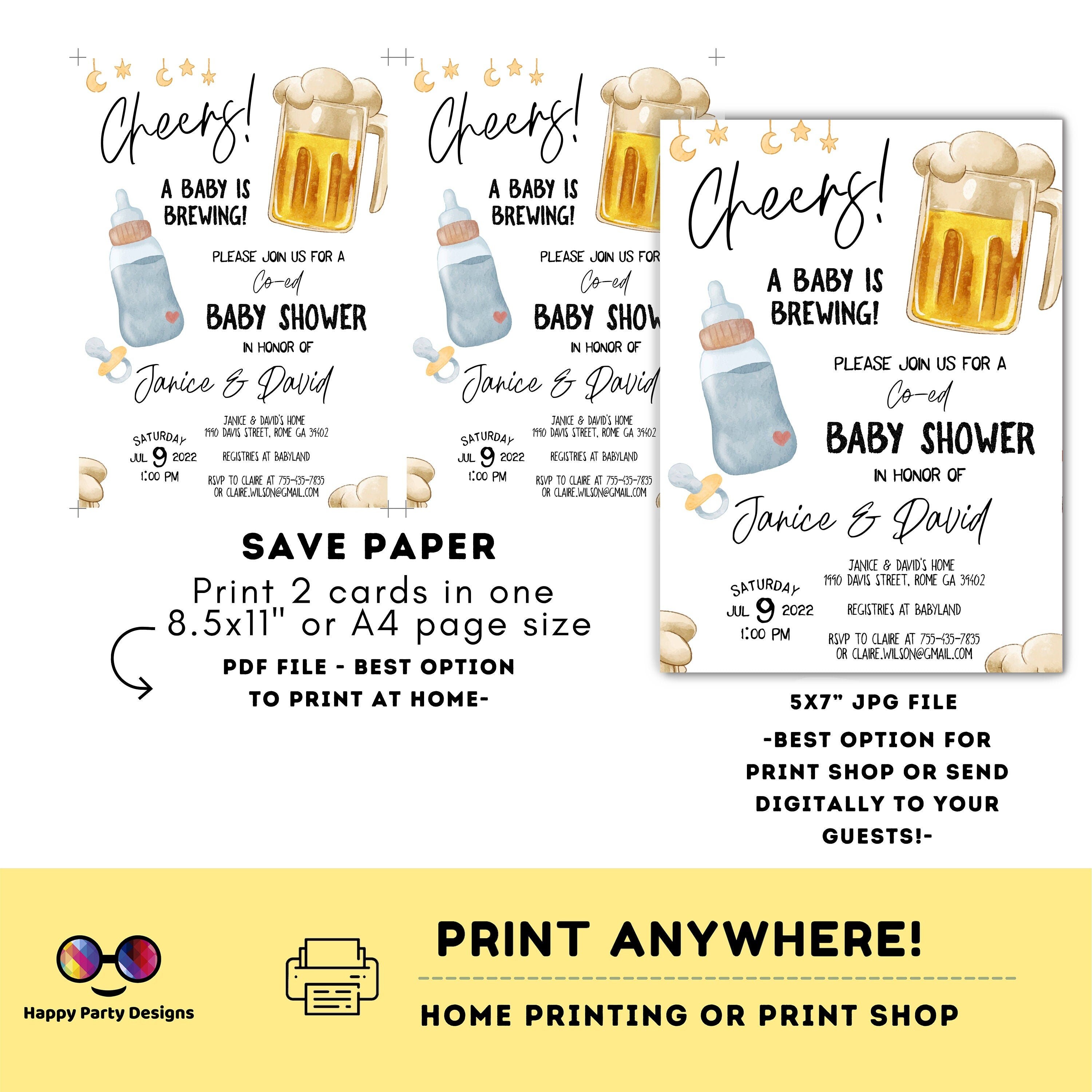 Cheers a Baby is Brewing Baby Shower Invitation | Couples Baby Shower ...