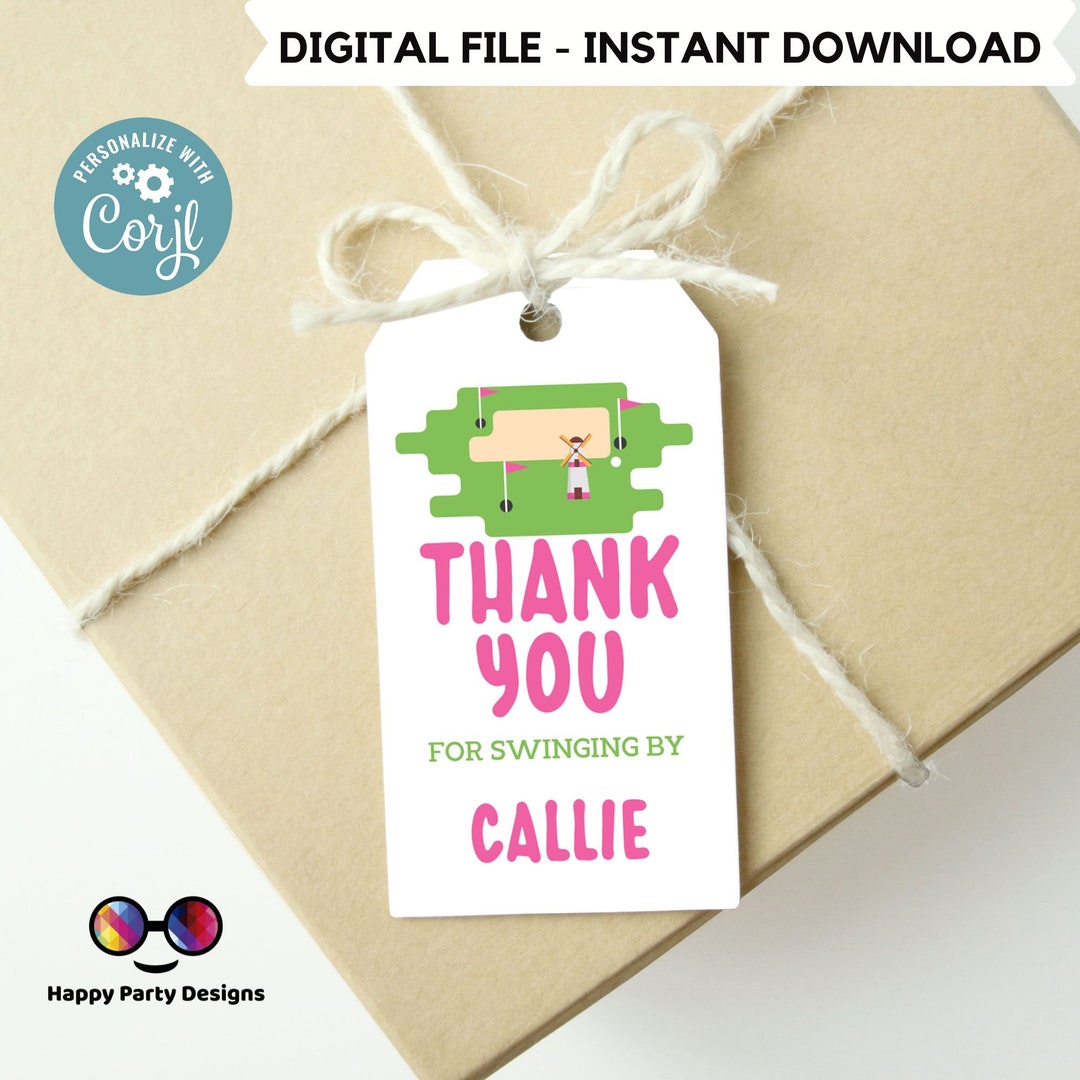 EDITABLE Mini Golf Thank You Tags Printable | Girl Birthday Favor ...