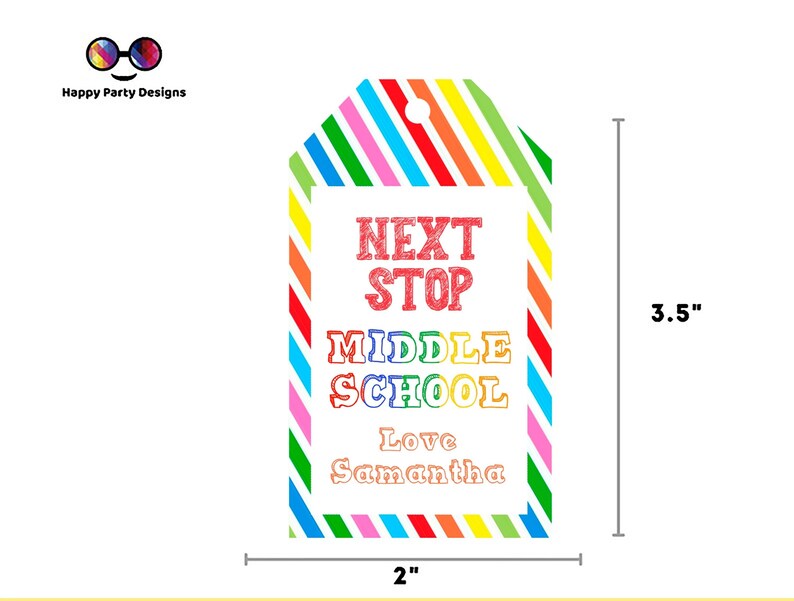 Editable Next Stop Middle School Cards Tags School Gift Tags - Etsy