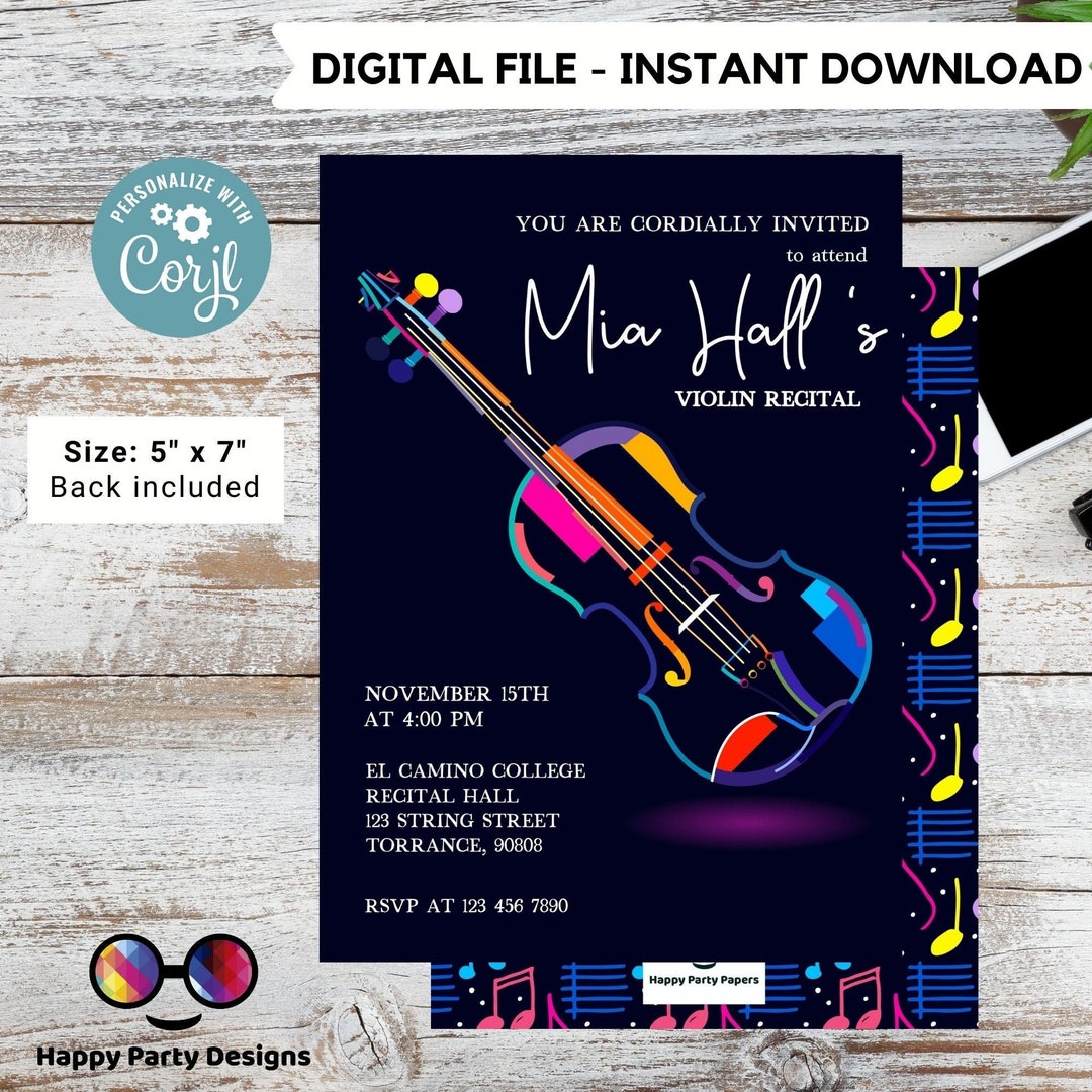 EDITABLE Violin Recital Invitation Template | Orchestra Concert ...