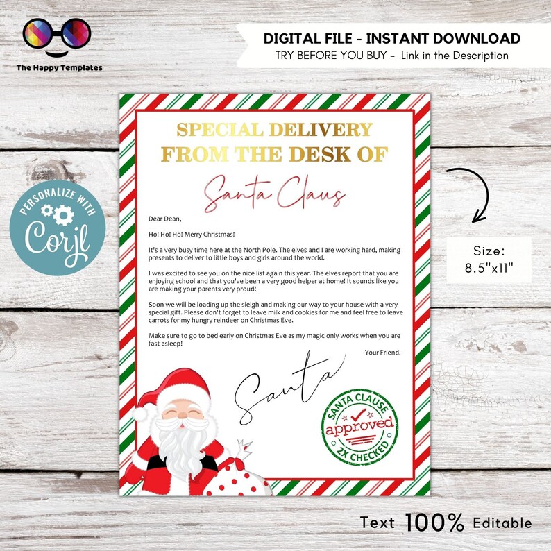 EDITABLE From the Desk of Santa Claus Letter | North Pole Mail ...