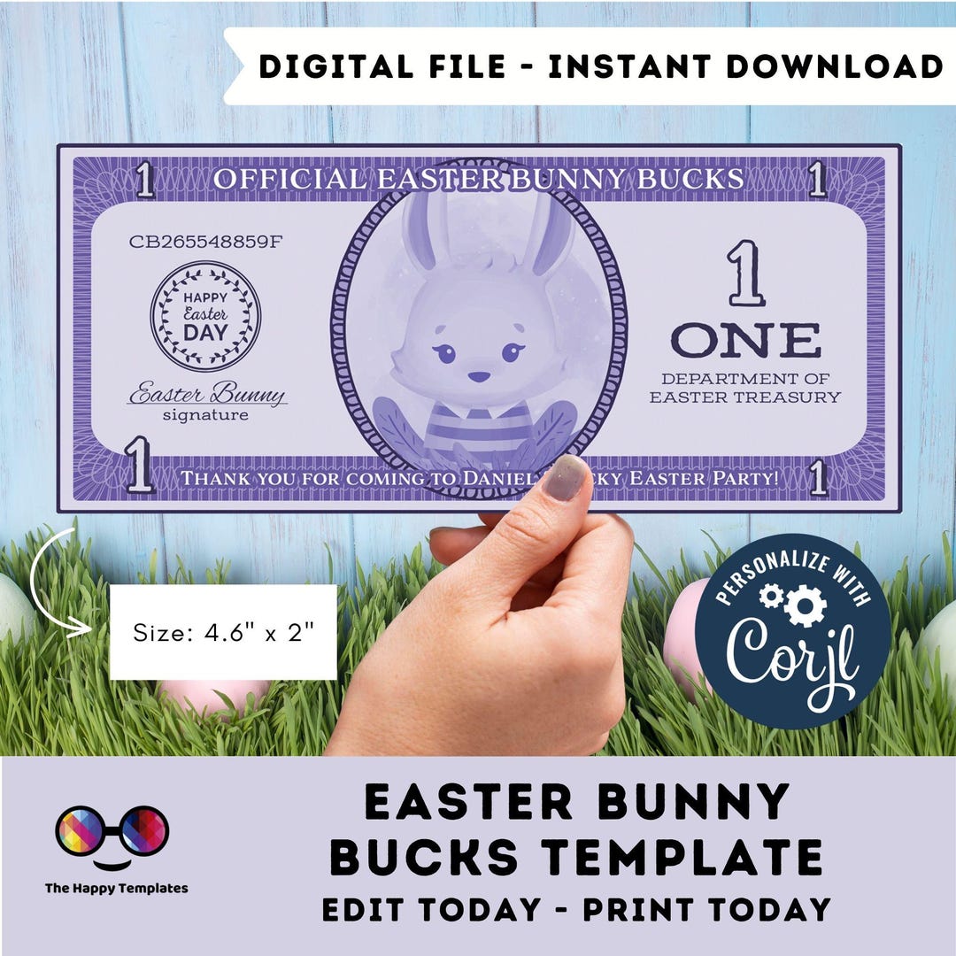 Easter Bunny Bucks Printable | Editable | Easter Play Money | Easter ...