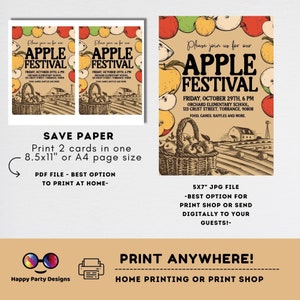Apple Festival Invite | Editable Apple Harvest Invitation | Digital ...