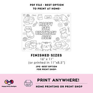 Editable Cute Funny Cats Coloring Page | Placemat Coloring Page | Any ...
