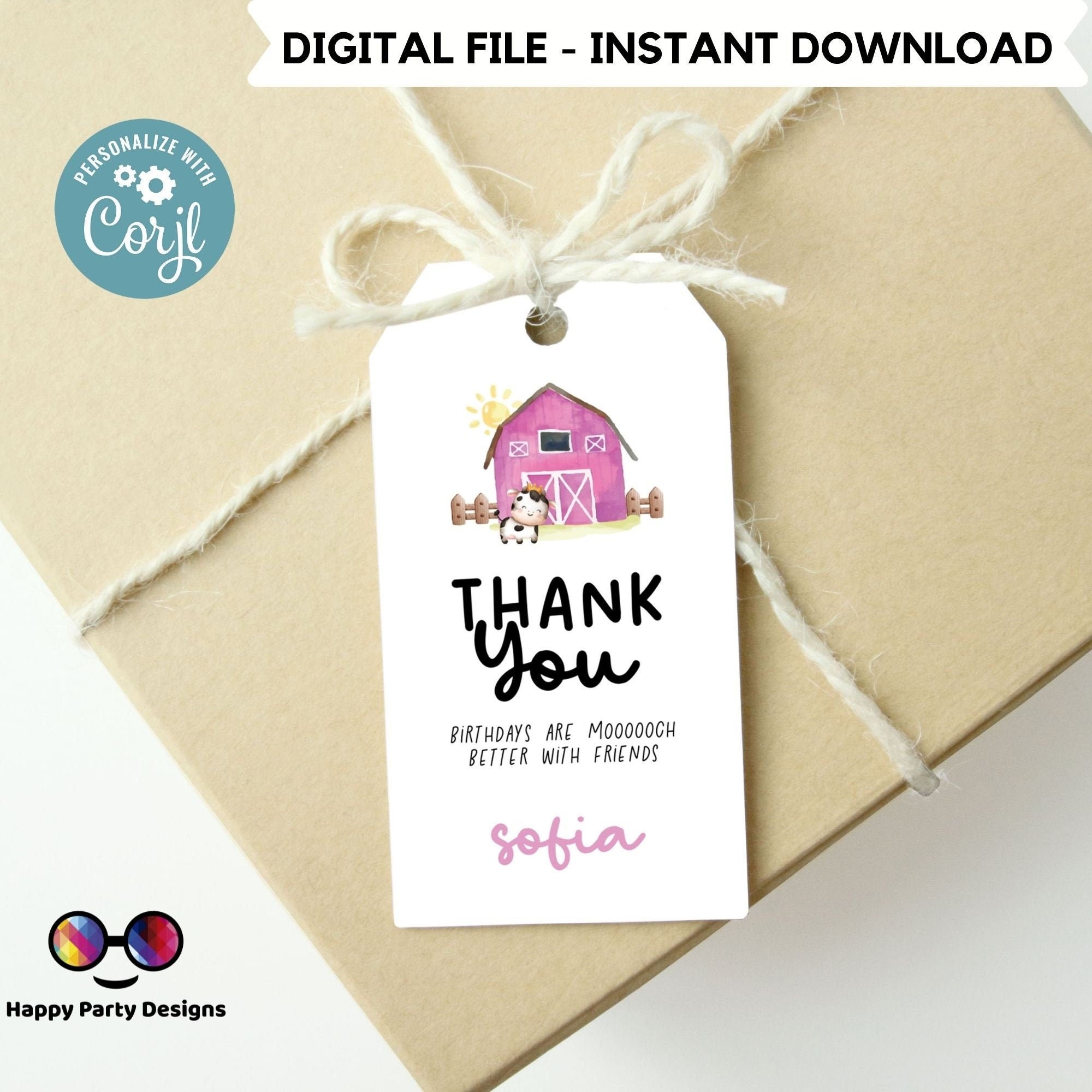 Editable Moo Moo Favor Tag Cow Gift Tags Farm Party - Etsy