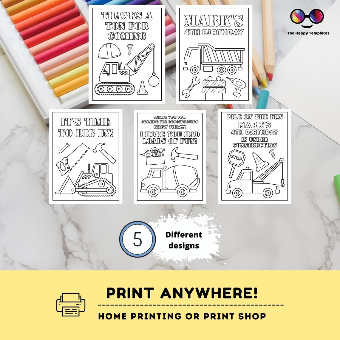 Editable Under Construction Coloring Pages 5 | Trucks Birthday Activity ...