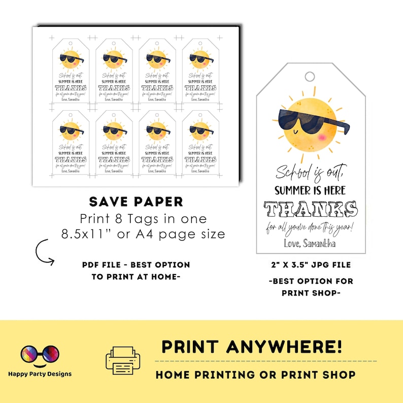 Teacher Appreciation Gift Tag Template Editable Sunshine - Etsy