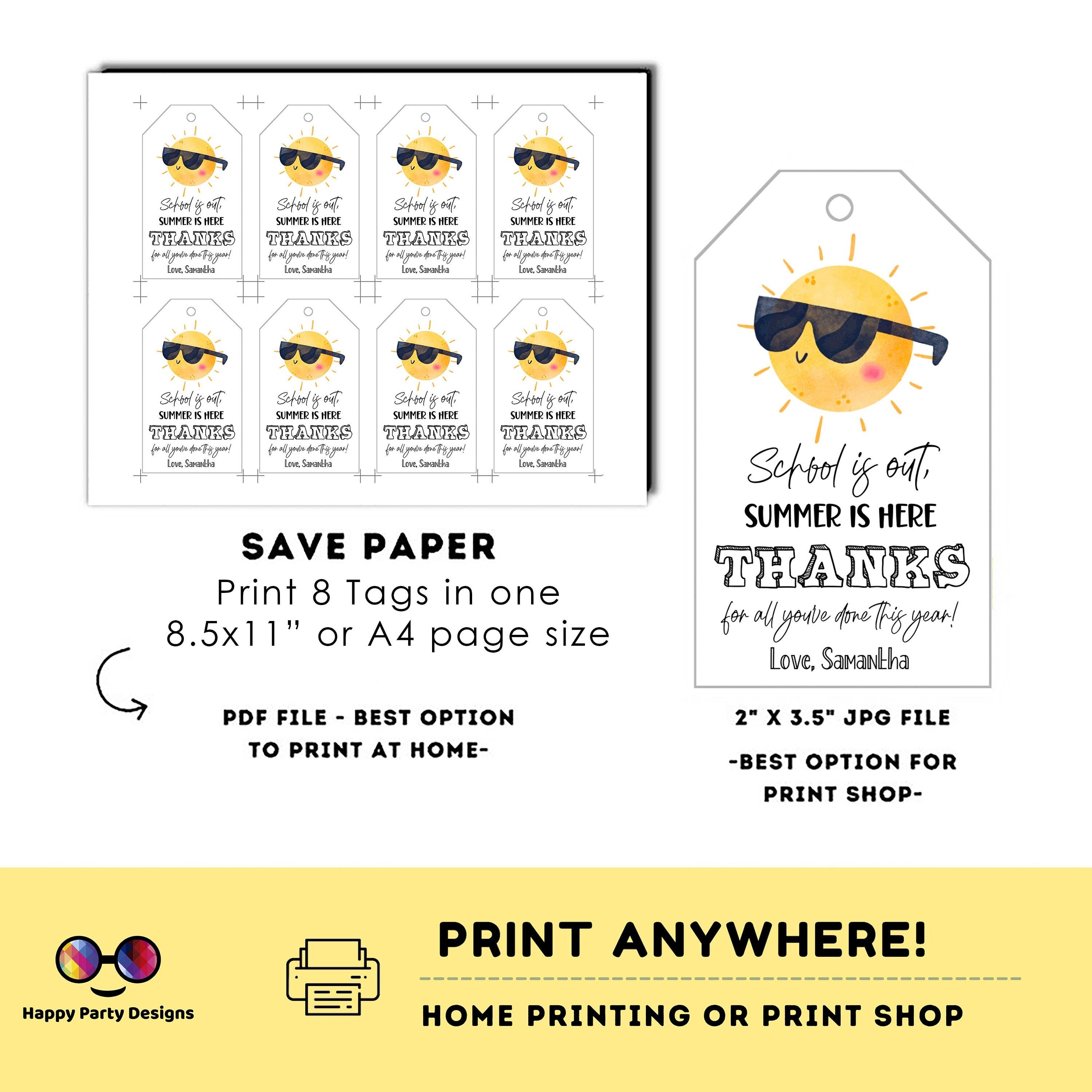 Teacher Appreciation Gift Tag Template | Editable Sunshine Thank You ...