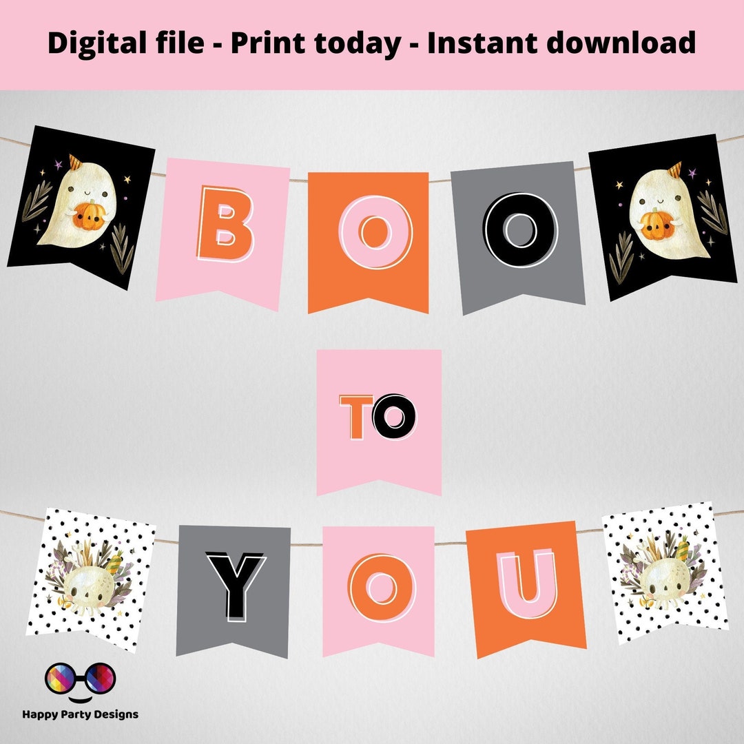 Halloween Printable Banner | Ghost Decorations | Halloween Party | Cute ...