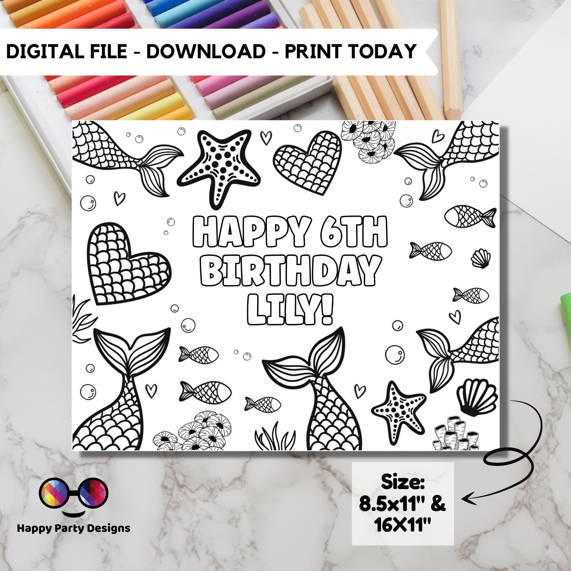 Editable Mermaids Coloring Page Mermaid Placemat Any Age - Etsy Australia