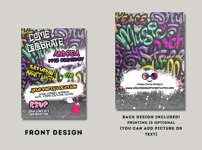 Editable Graffiti Invitation Digital Graffiti Printable - Etsy